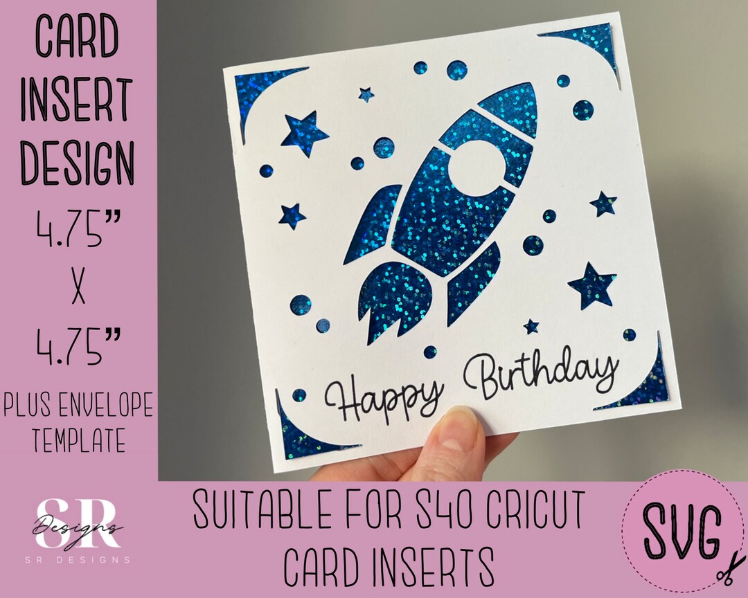 SVG: Rocket Birthday Insert Card. Cricut S40 Insert Card. Birthday Card ...