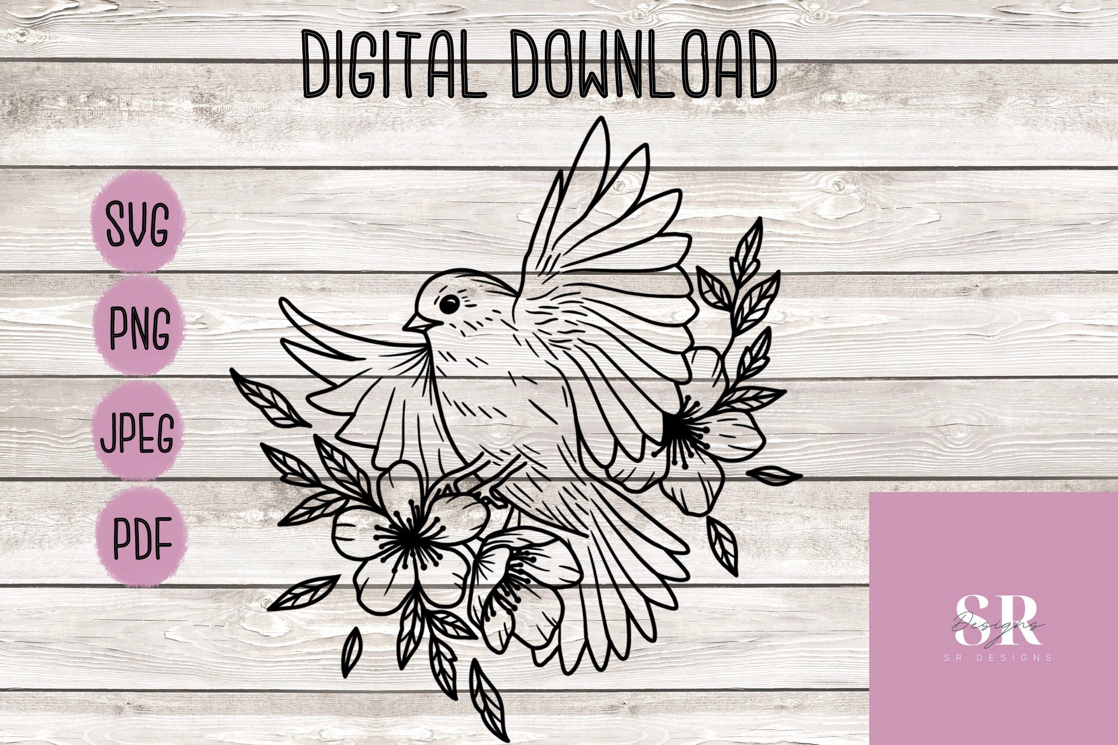 Floral bird SVG. Bird cut file. Robin SVG. Vinyl cutting. Bird | Etsy