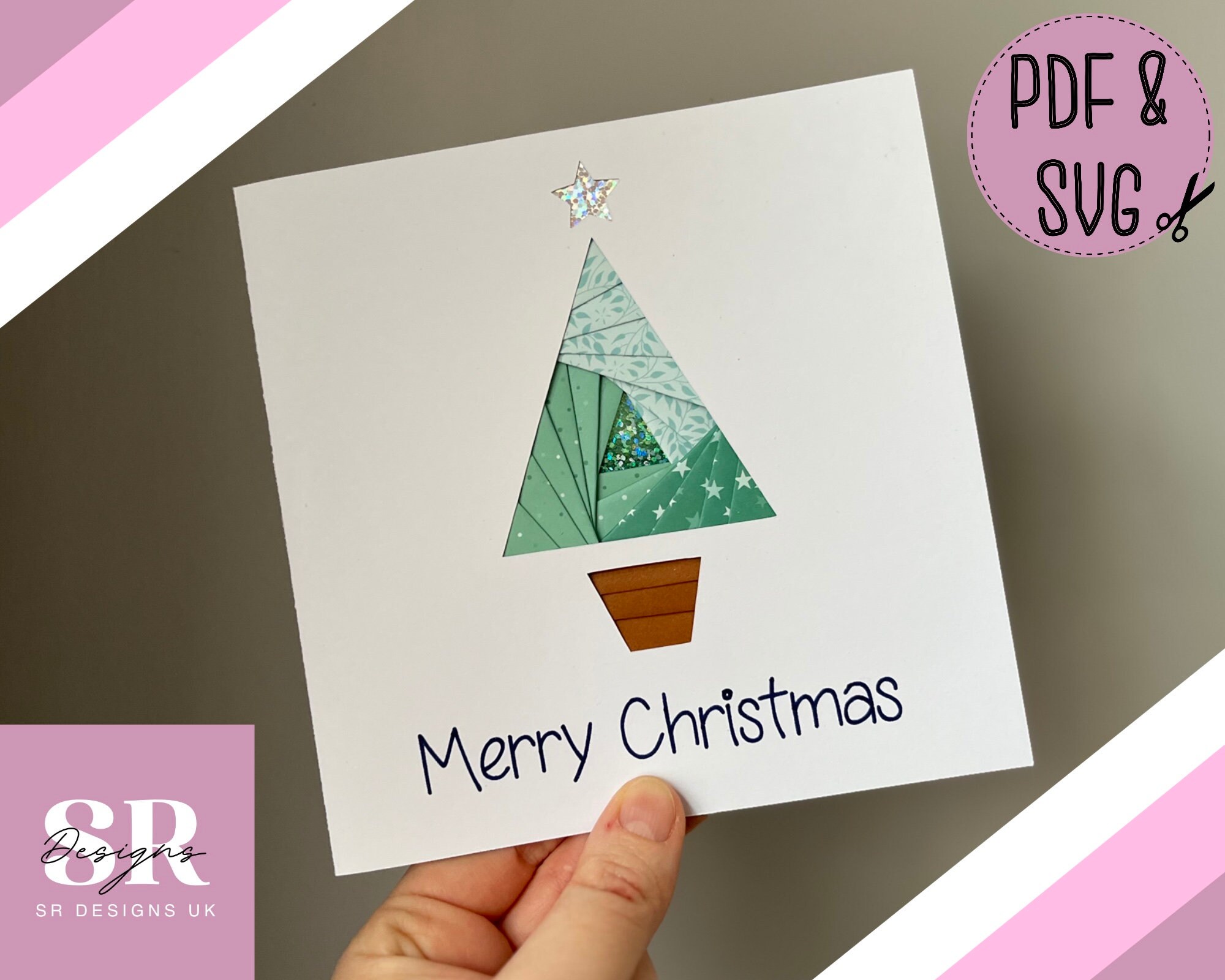 Christmas Tree Iris Folding Pattern Template Bundle PDF & SVG ...