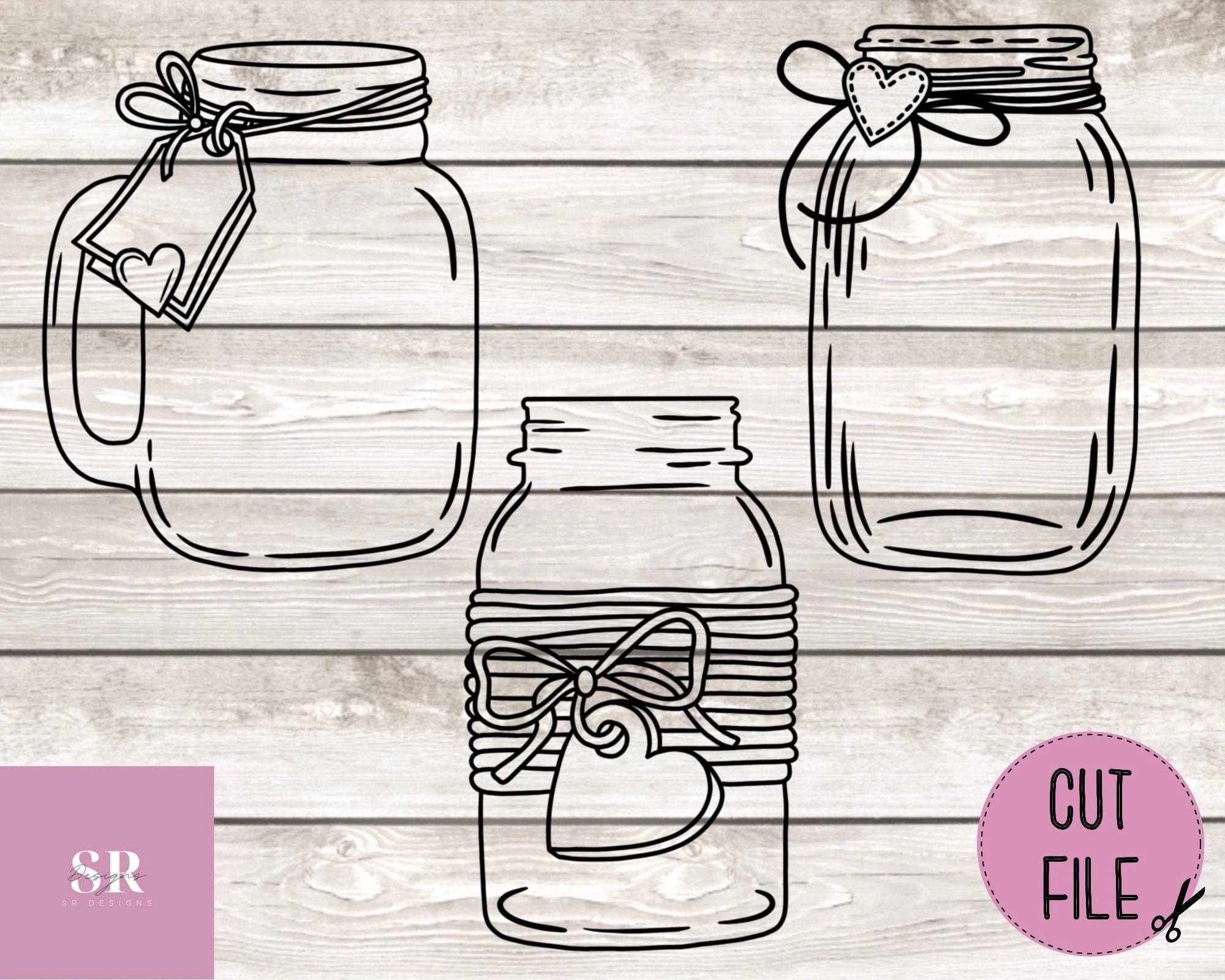 SVG: Mason Jar Bundle. Mason Jar SVG. Vinyl Cutting. Flower - Etsy