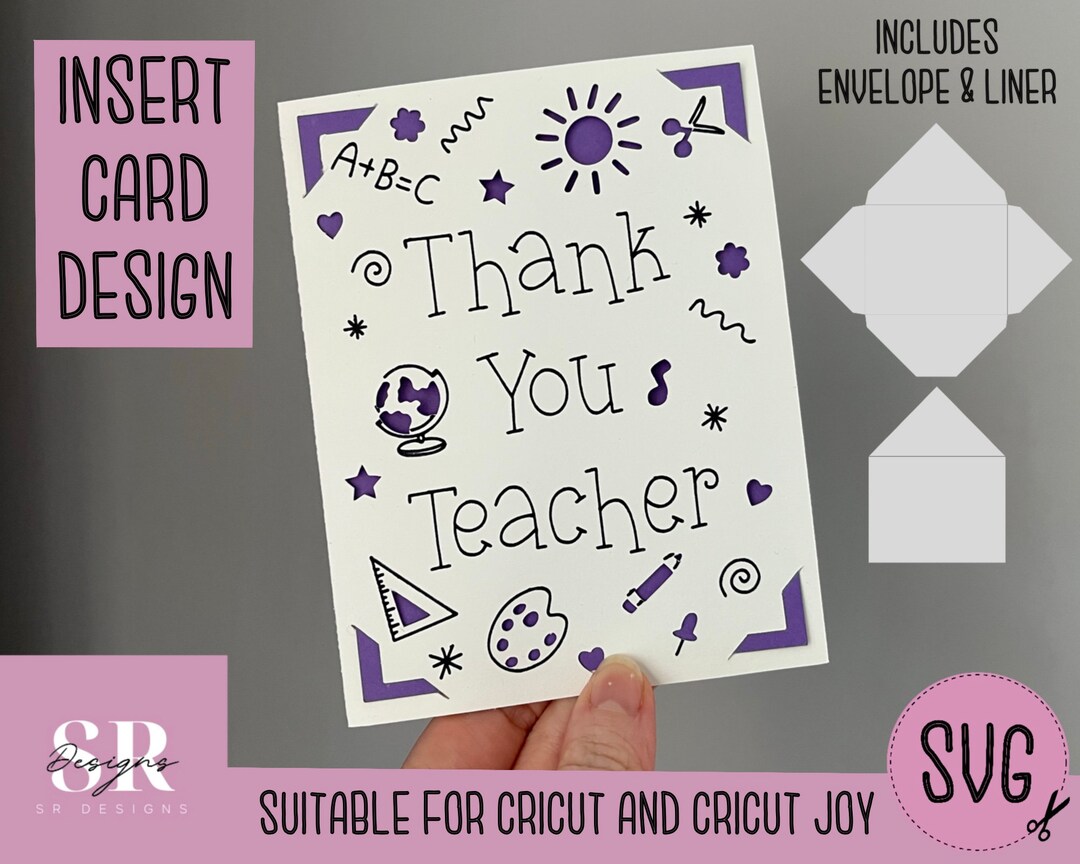 SVG: Teacher Insert Card. Cricut Joy Friendly. Draw and Cut Card Design ...