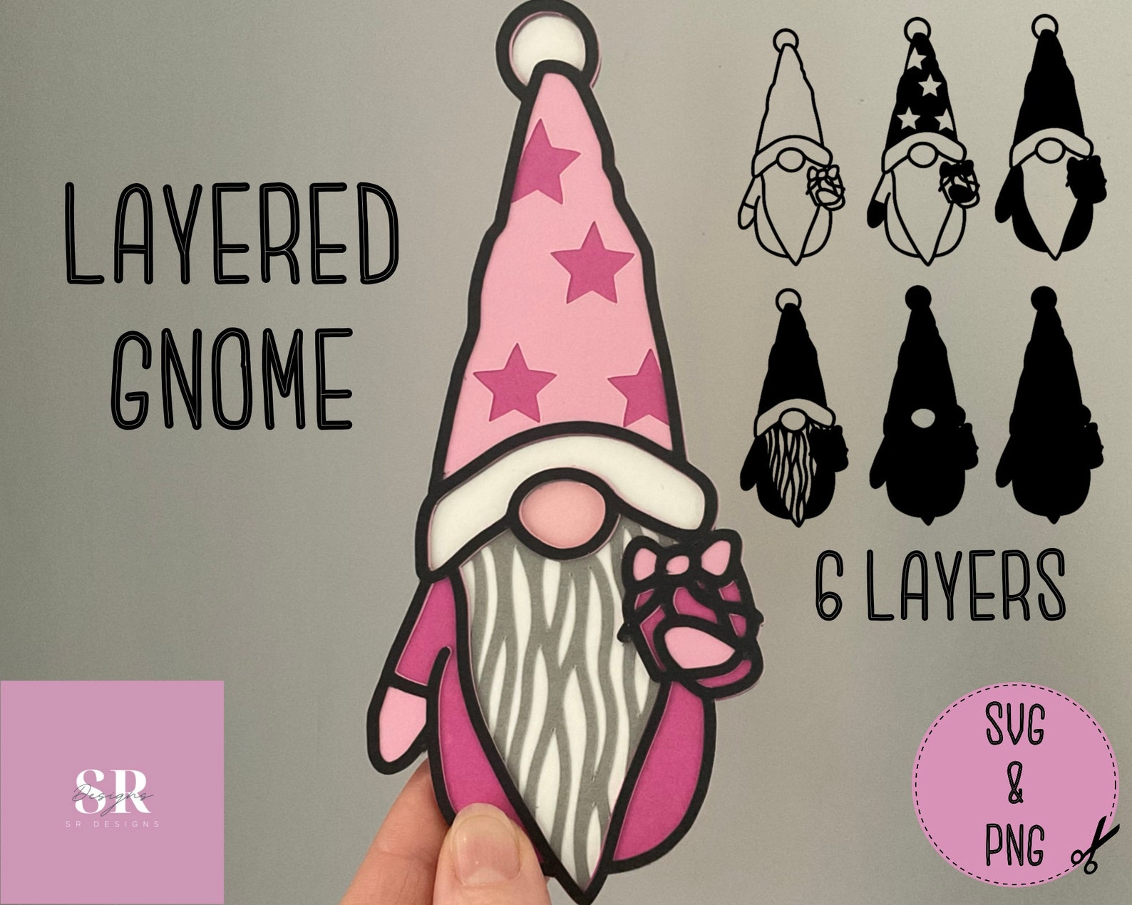 SVG: Layered Gnome Cut File. 3D Gonk Svg. Layered Gnome Svg. Christmas ...