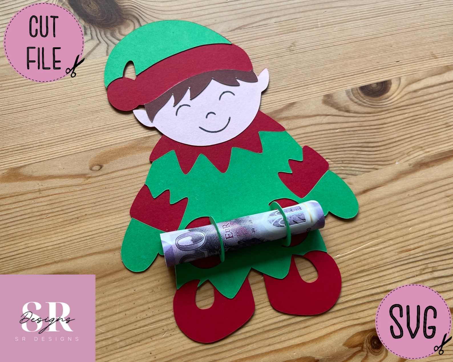 SVG: Elf Money Card. Christmas Money Holder. Cricut Joy Friendly. Cut ...