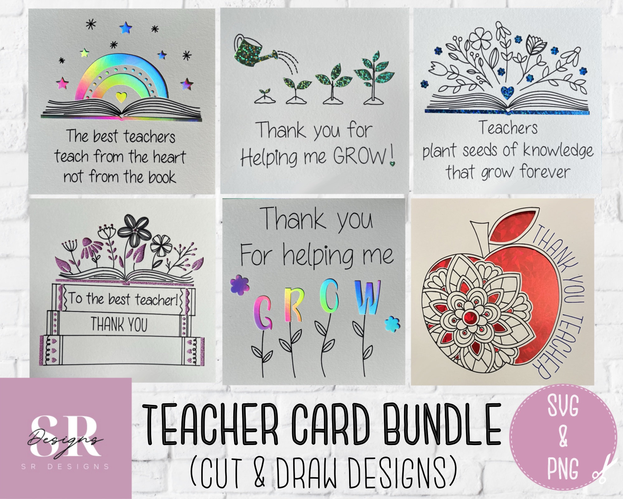 SVG: Teacher Card Bundle. Digital Download. Paper Cutting. - Etsy