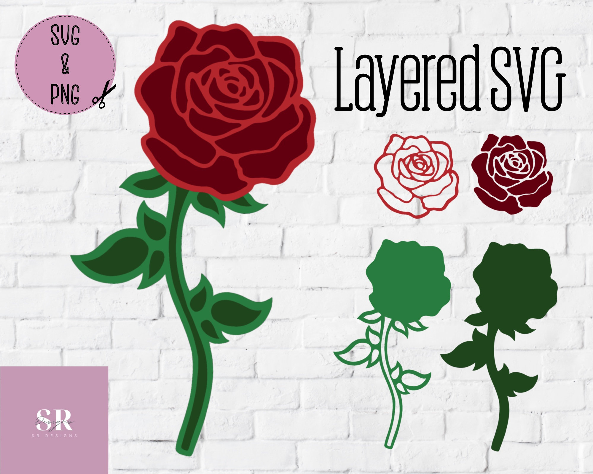 SVG: Layered Rose Svg. 4 Layers. Vinyl Cutting. Card Cutting. Rose ...