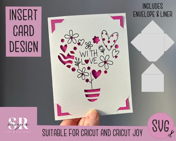 Svg With Love Insert Card Cricut Joy Friendly Draw And Cut Etsy