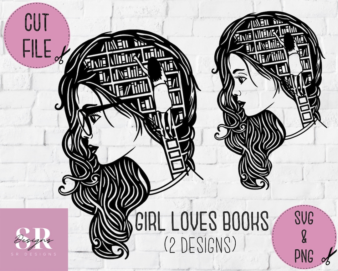 Digital: Girl Loves Books SVG. Book Lover. Librarian. Book Worm. Just a ...