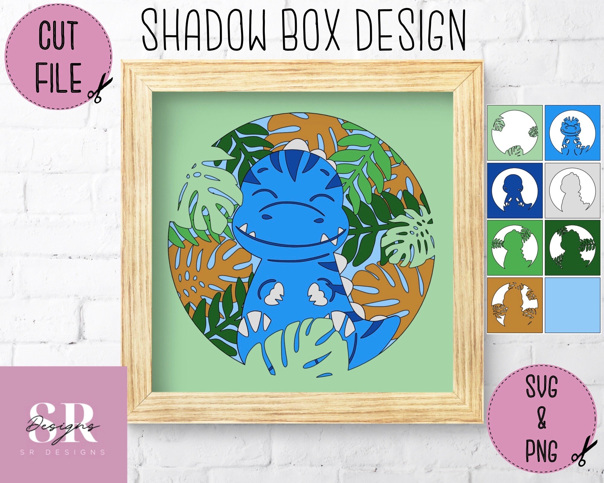 SVG: Dinosaur Shadow Box Bundle. Dinosaur Svg. 3d Dinosaur. | Etsy