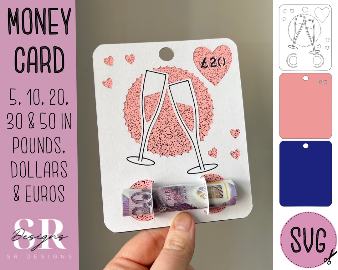 SVG: Celebration Money Card. Cricut Joy Friendly. Cut and Draw Card ...