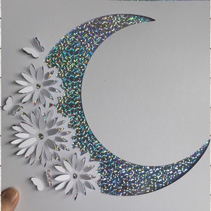 SVG: 3D Floral Moon. Digital Download. Paper Cutting. Floral Moon Svg ...