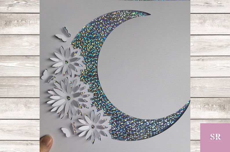 SVG: 3D Floral Moon. Digital Download. Paper Cutting. Floral Moon Svg ...