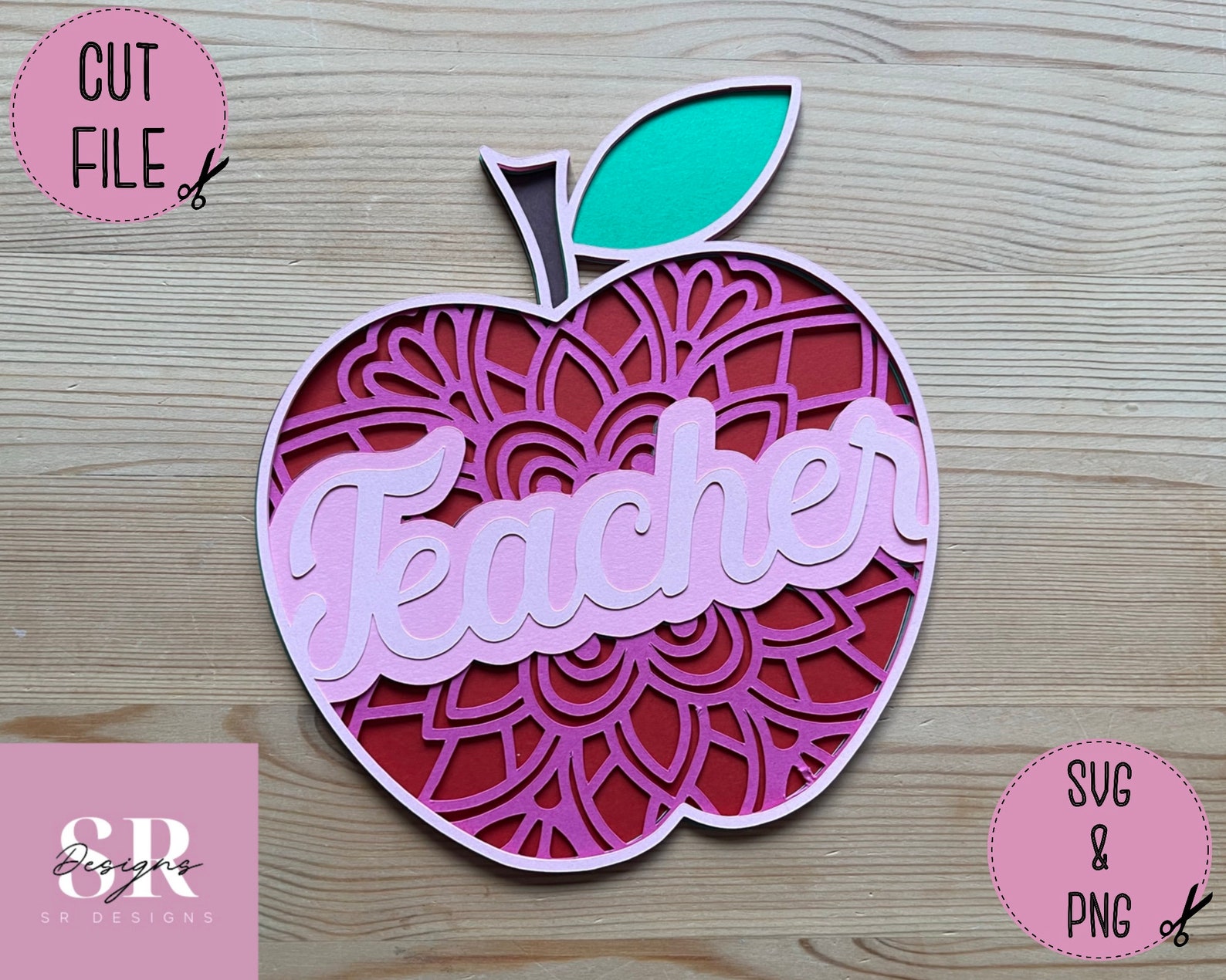 SVG: 3D Layered Apple. Digital Download. Paper Cutting. Layered Svg ...