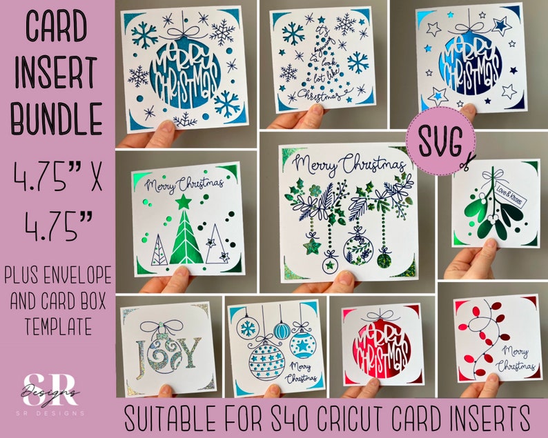 SVG: Christmas Insert Card Bundle. Cricut S40 Insert Card. Christmas ...