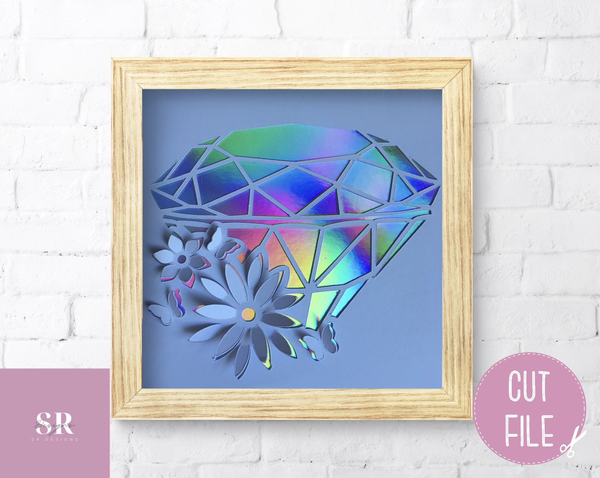 SVG: 3D Diamond. Paper Cutting. Diamond Cut File. Diamond SVG. - Etsy