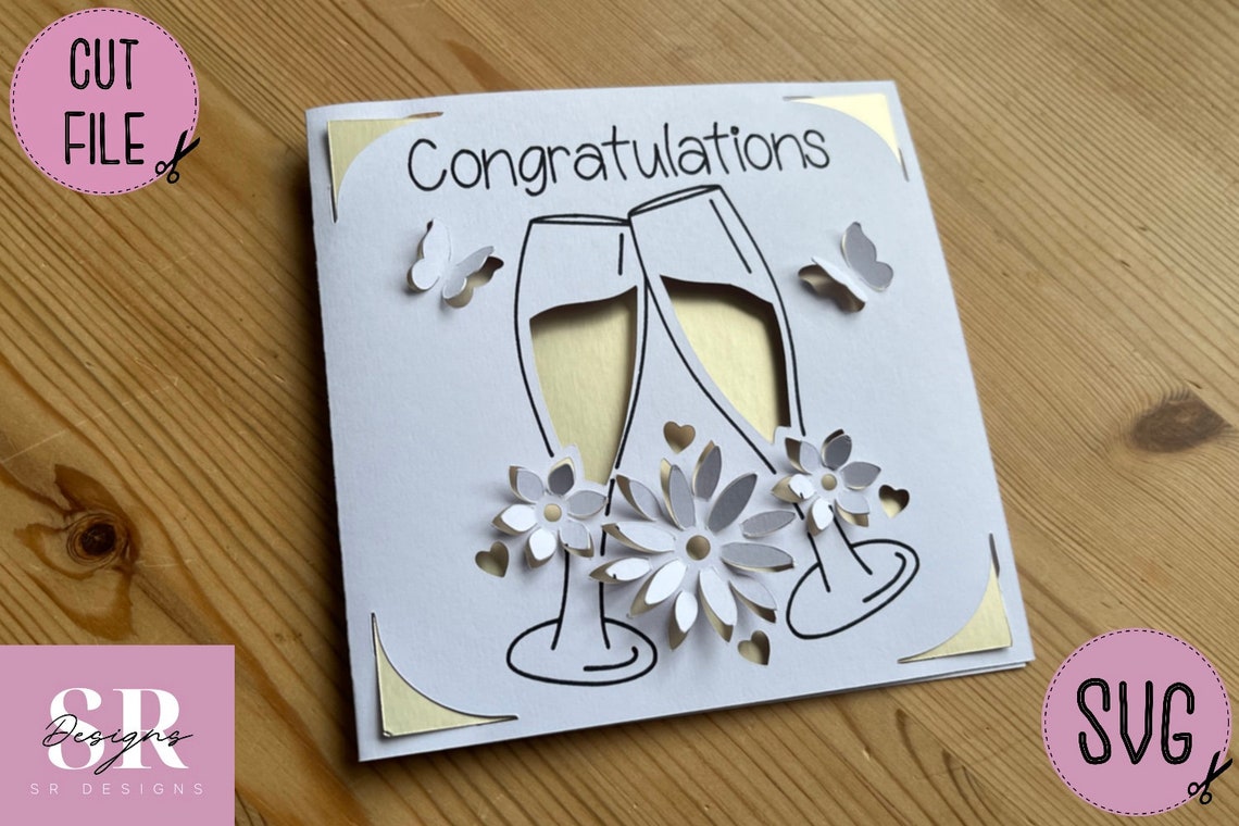 SVG: 3D Congratulations Insert Card. Cricut S40 Insert Card. Wedding ...