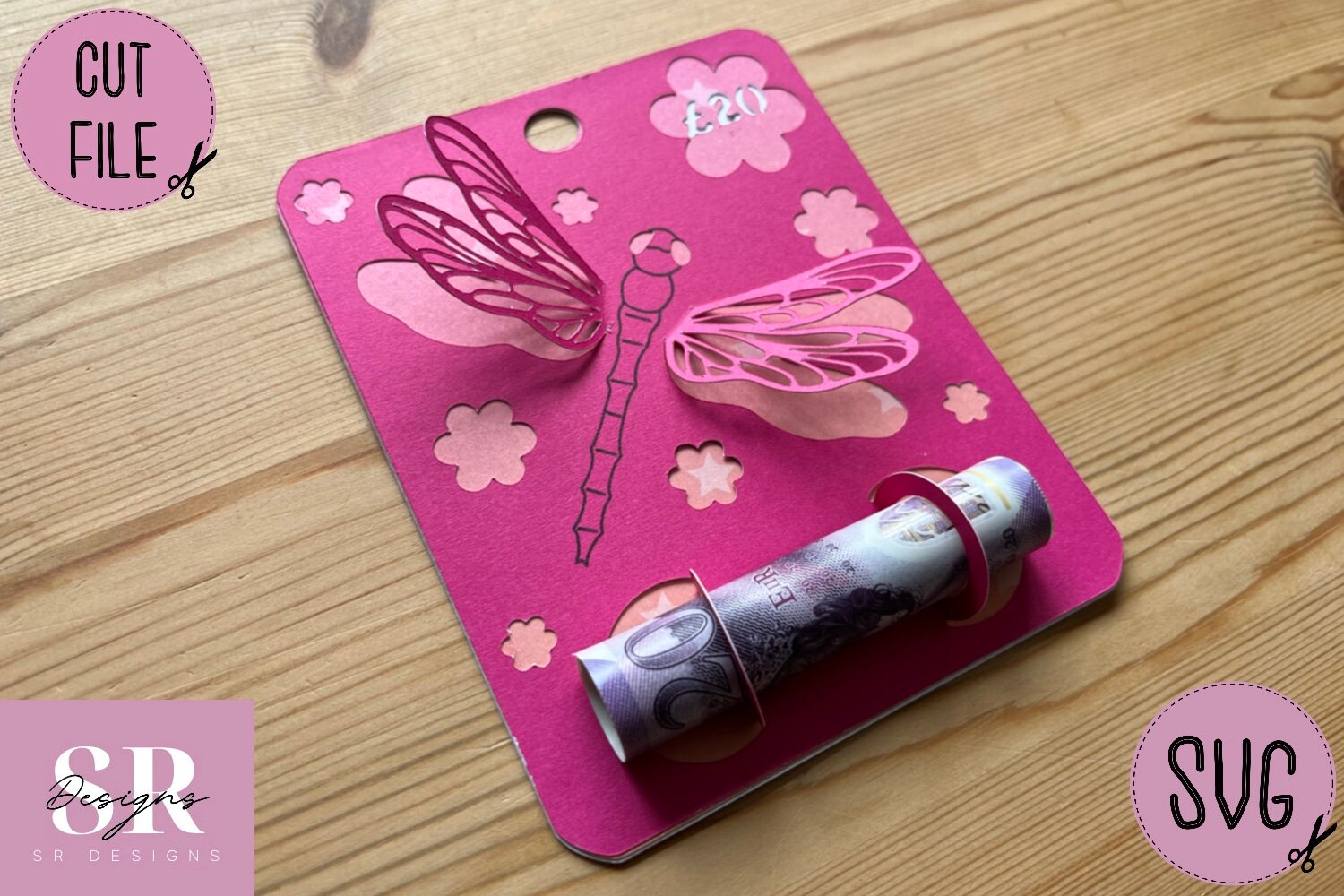 SVG: Dragonfly Money Card. Cricut Joy Friendly. Cut and Draw Card. 3d ...