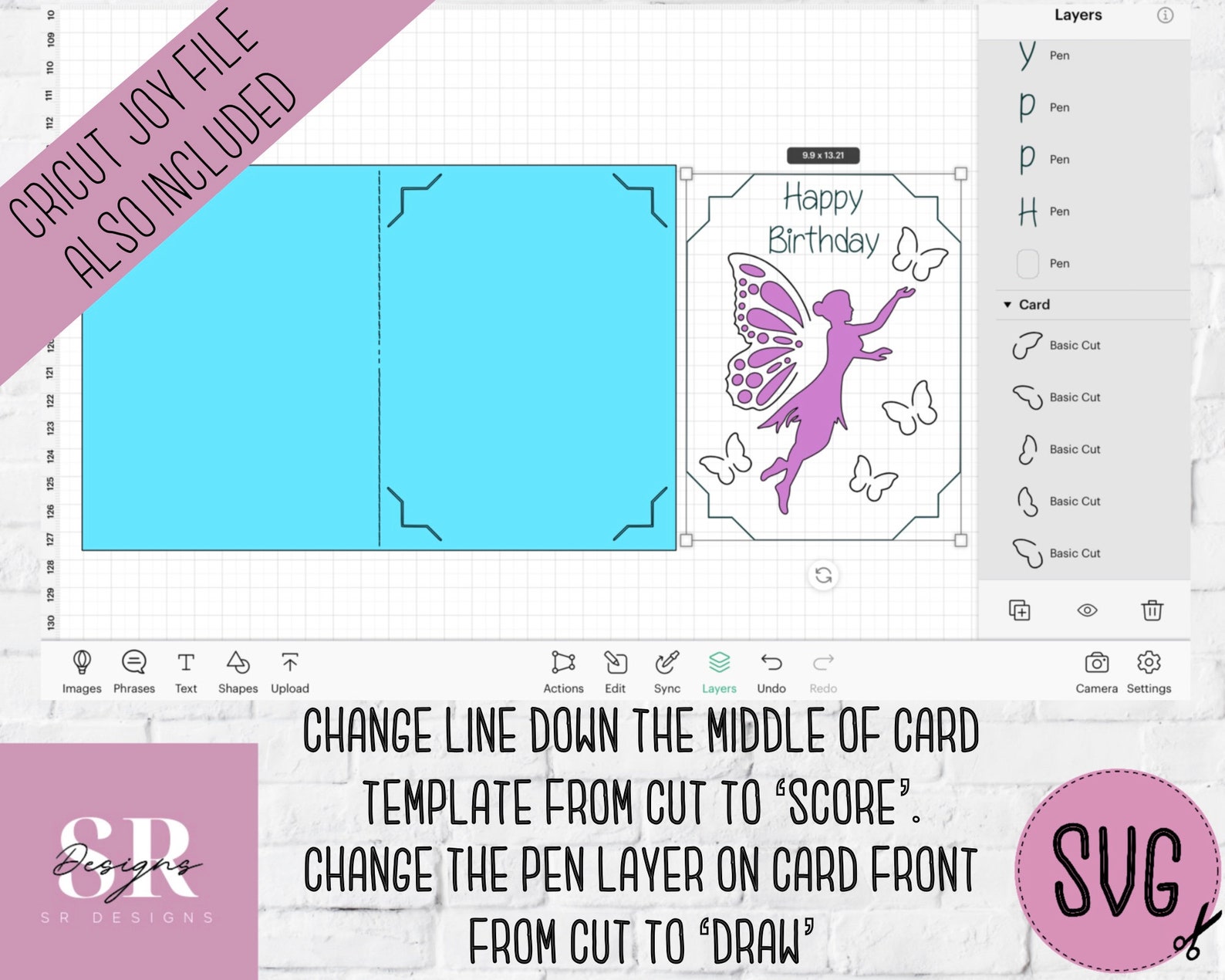 SVG: Birthday Fairy Insert Card. Cricut Joy Friendly. Draw and - Etsy