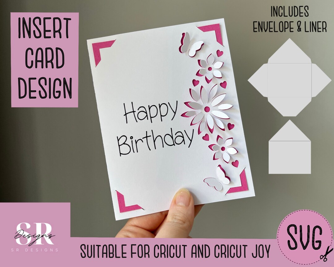 SVG: Birthday Insert Card. Cricut Friendly. Draw and Cut Card Design ...
