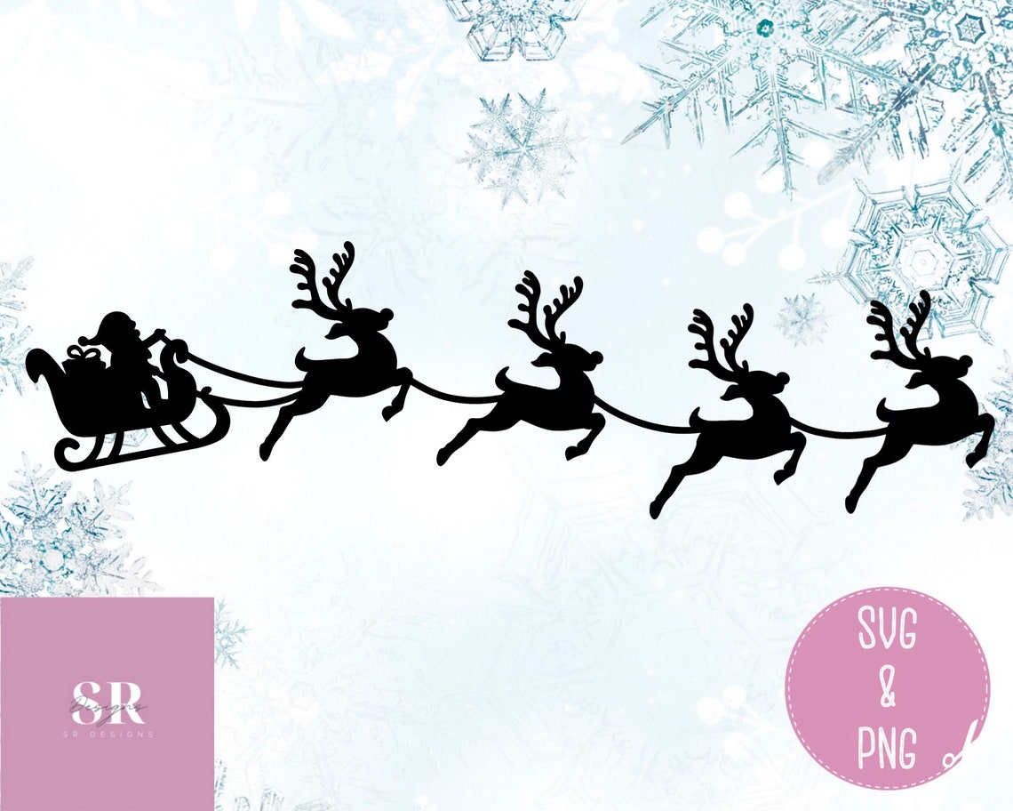SVG: Trineo de Santa y reno svg. Escena navideña svg. Santa y | Etsy España