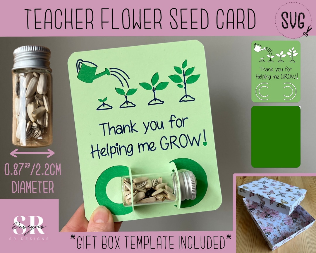 SVG: Teacher Flower Seed Card. Cricut Joy Friendly. Teacher ...