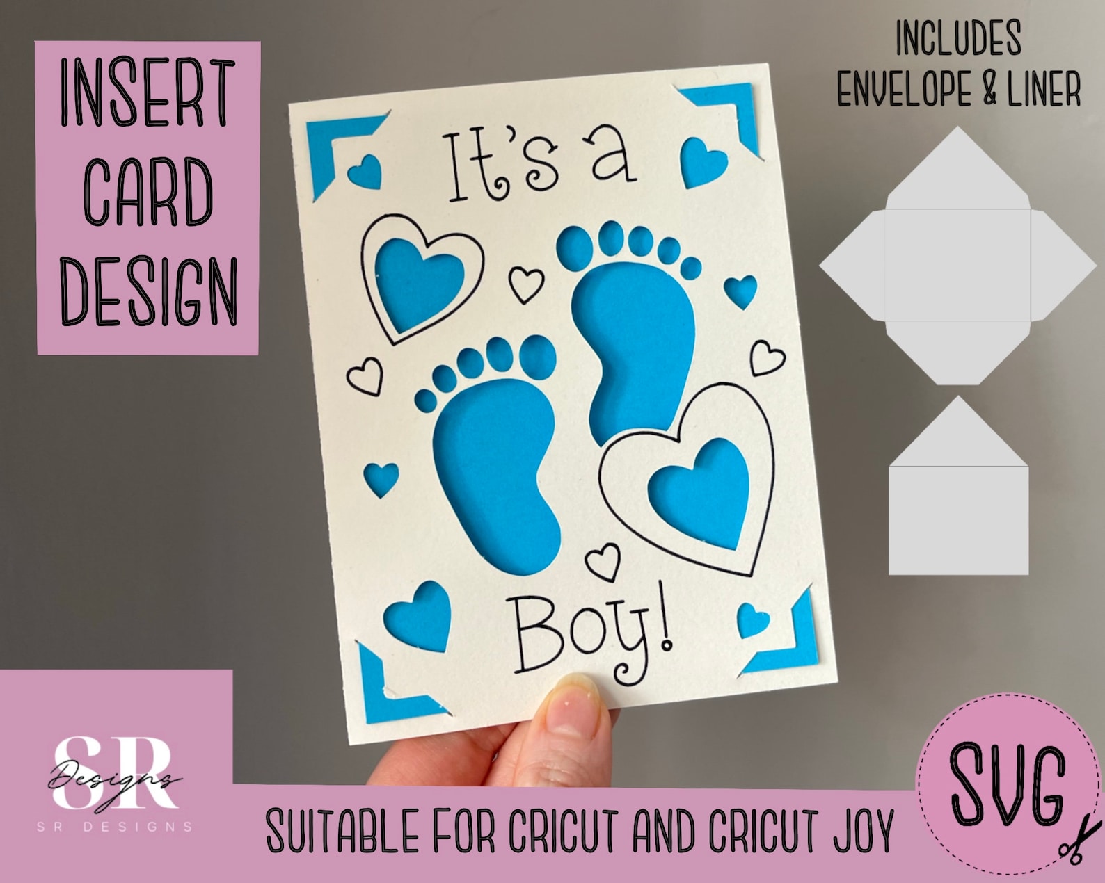 SVG: It’s a Boy Insert Card. Cricut Joy Friendly. Draw and Cut Card ...