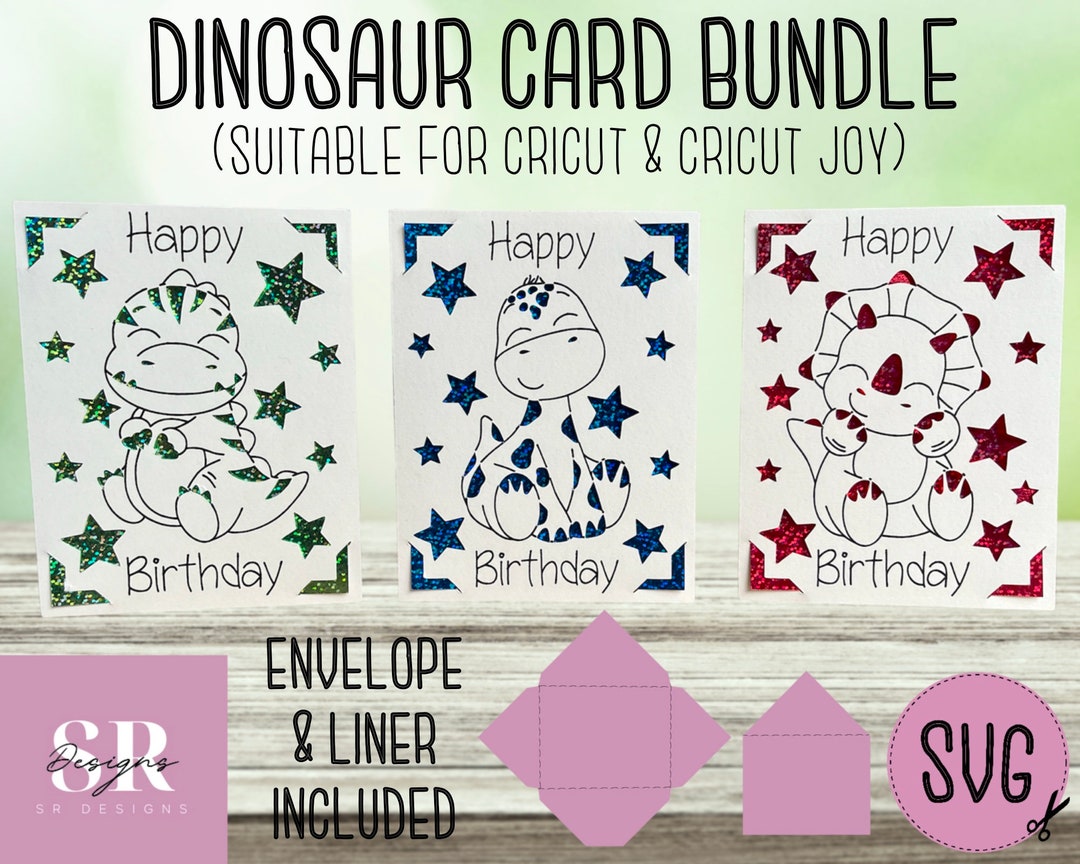 SVG: Dinosaur Insert Card Bundle. Cricut Joy Friendly. Draw and Cut ...