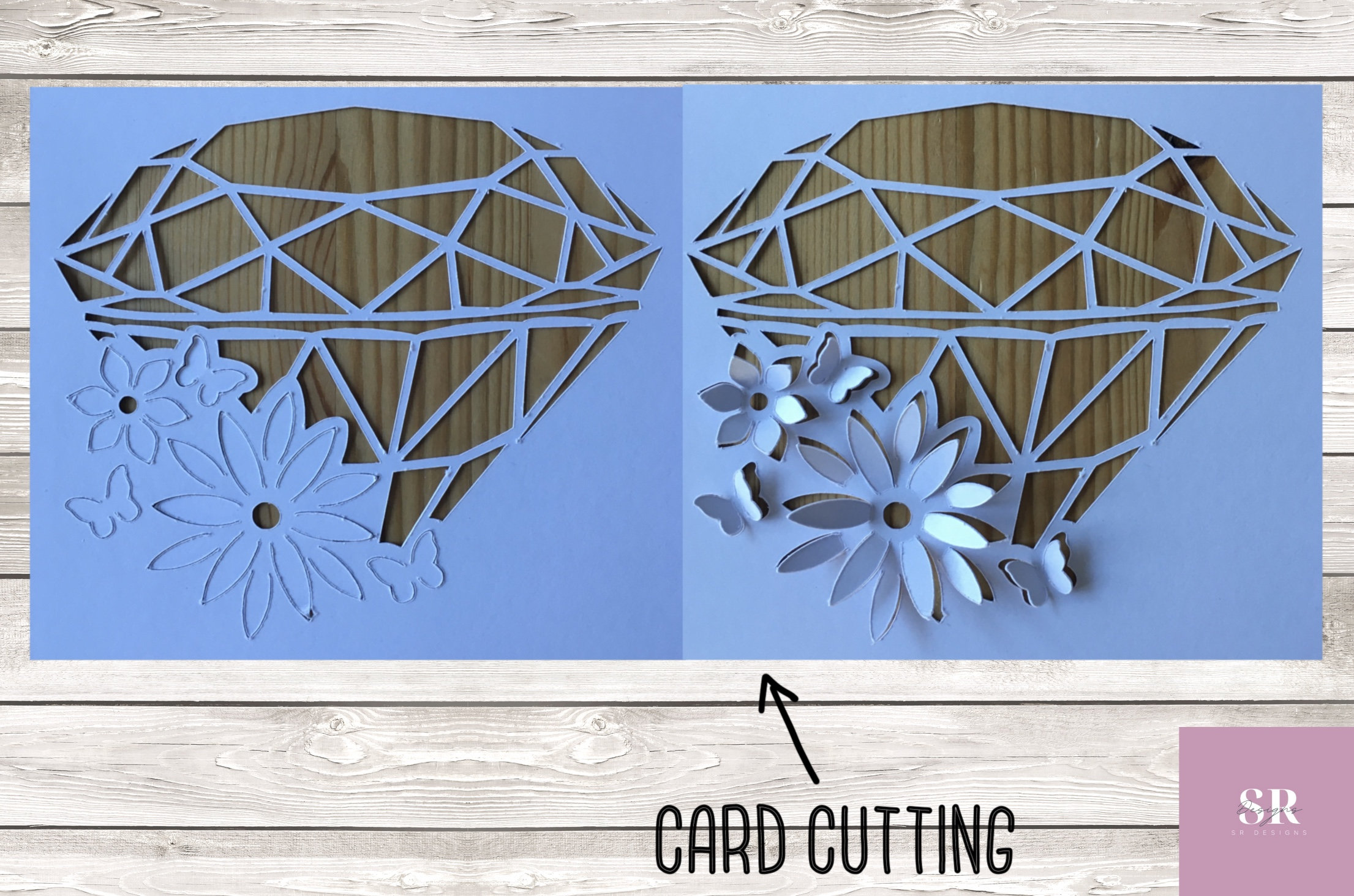 SVG: 3D Diamond. Paper Cutting. Diamond Cut File. Diamond SVG. - Etsy