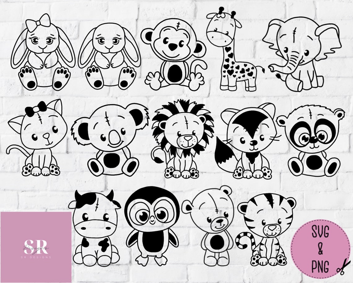 Cute Animal SVG/PNG Bundle. 14 Images. Vinyl Cutting. - Etsy