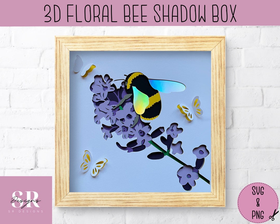 SVG: 3D Floral Bee Shadow Box. Digital Download. Paper Cutting. Layered ...
