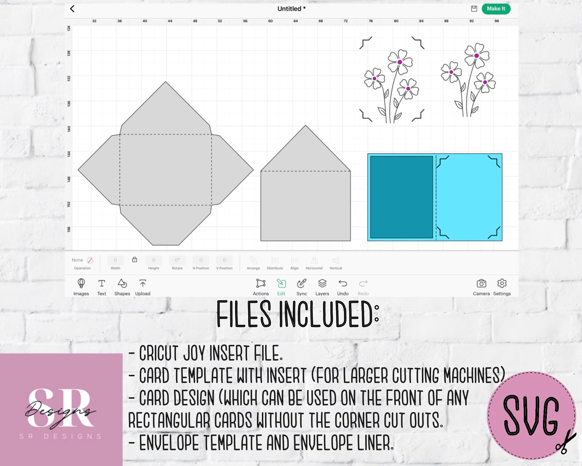 SVG: Flower Insert Card. Cricut Joy Friendly. Draw and Cut Card Design ...