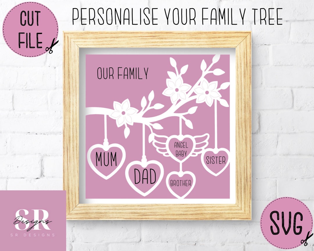 SVG: 3D Family Tree Card. Including an Angel Baby. Paper Cutting ...