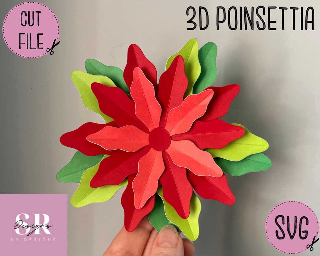 SVG: 3D Poinsettia. Christmas Flower. Layered Poinsettia. Christmas ...