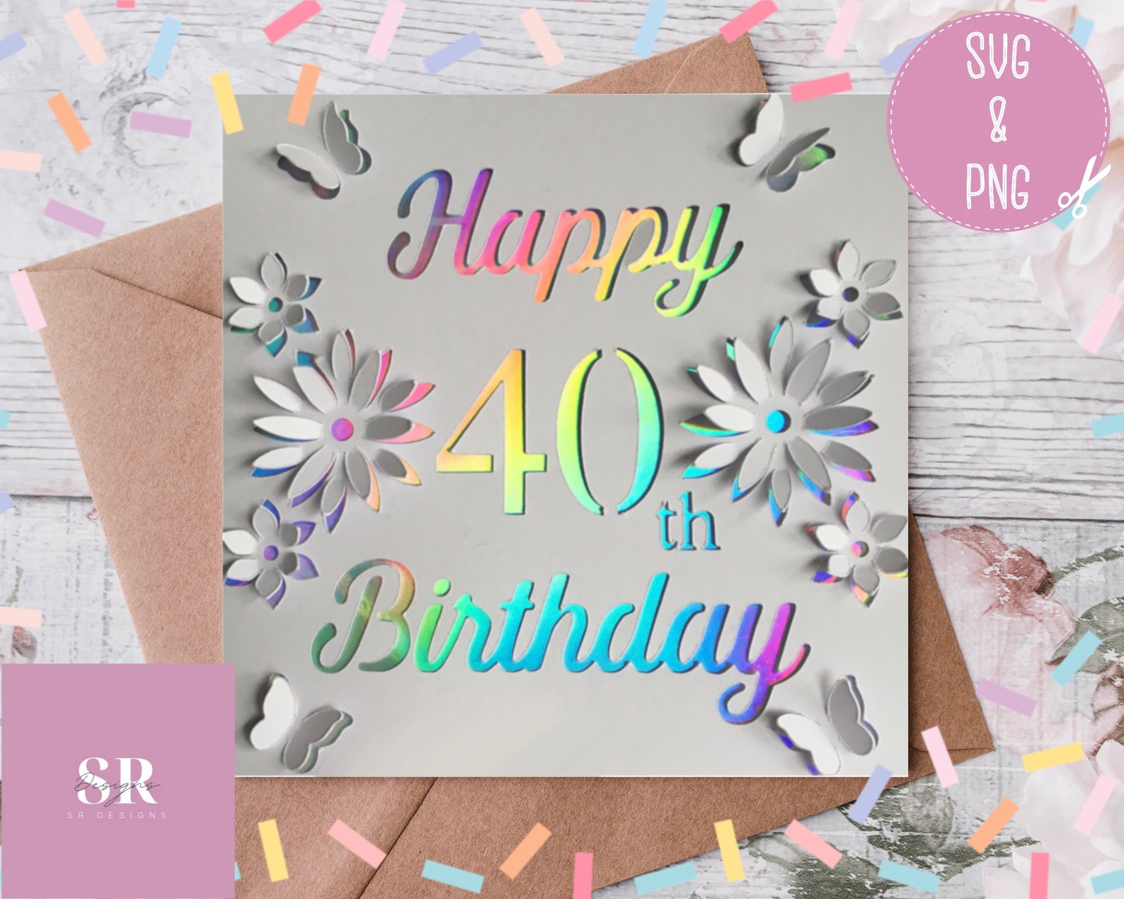 Svg 3d Pop Up 40th Birthday Card Digital Download Happy Etsy Uk