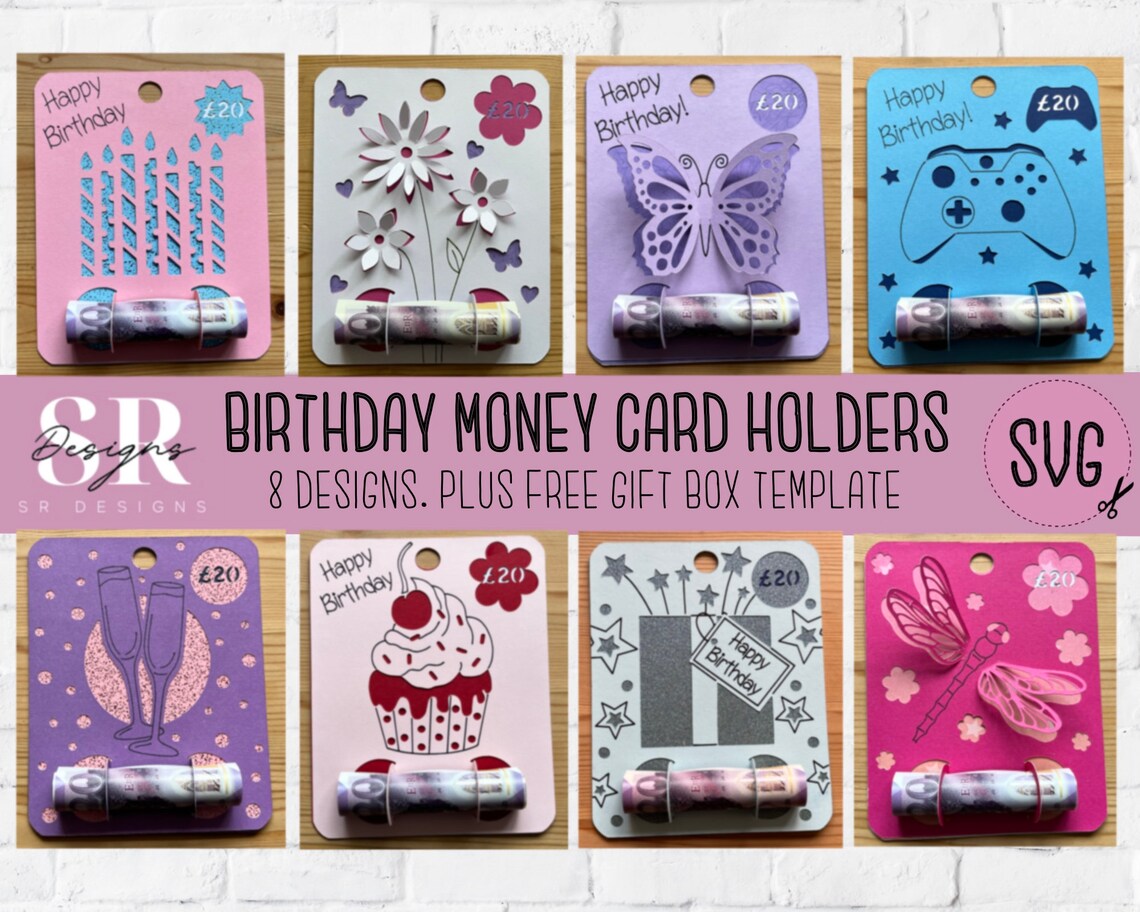 SVG: Birthday Money Card Bundle. Cricut Joy Friendly. Cut and - Etsy