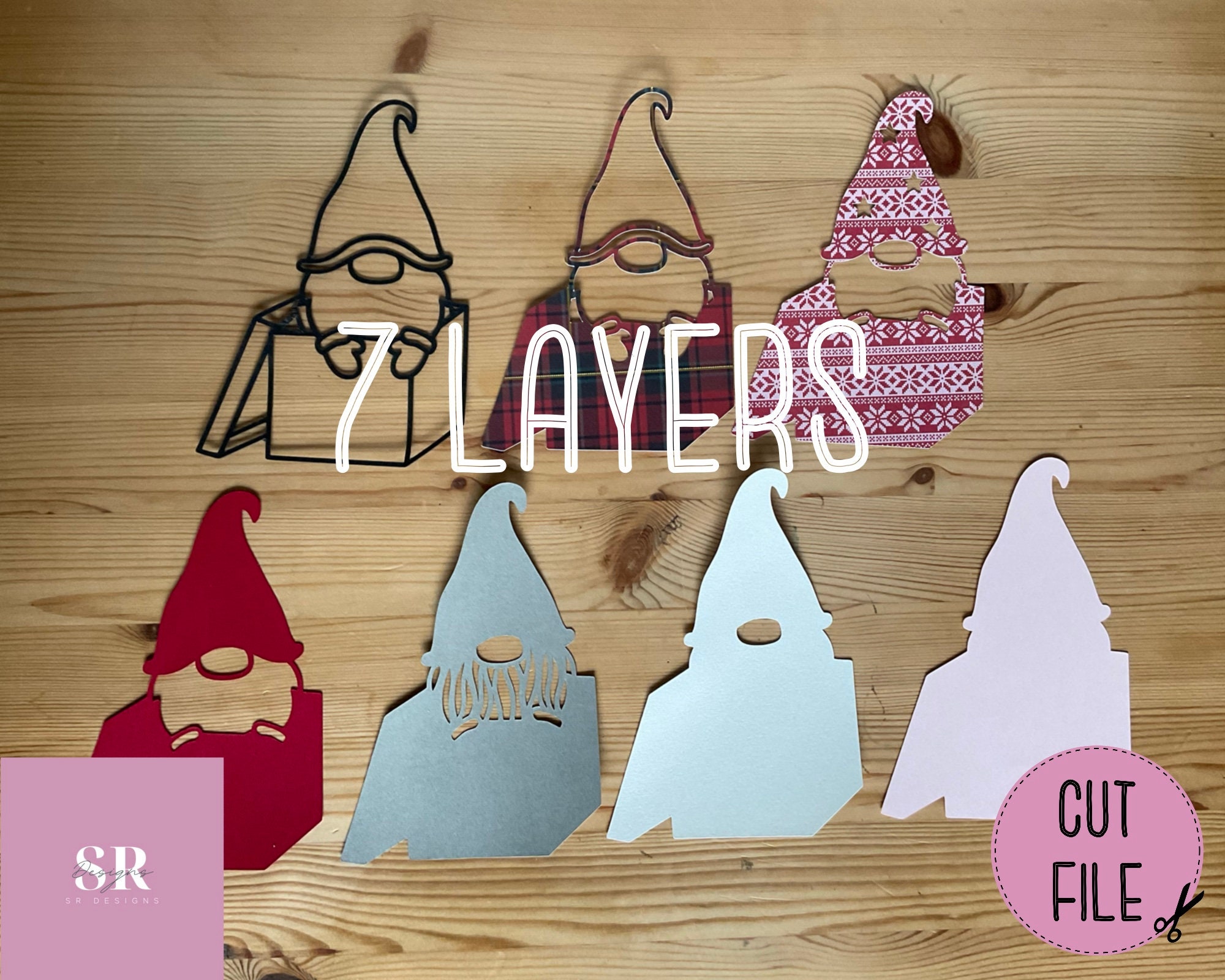 SVG: Layered Gnome Cut File. 3D Gonk Svg. Layered Gnome Svg. - Etsy