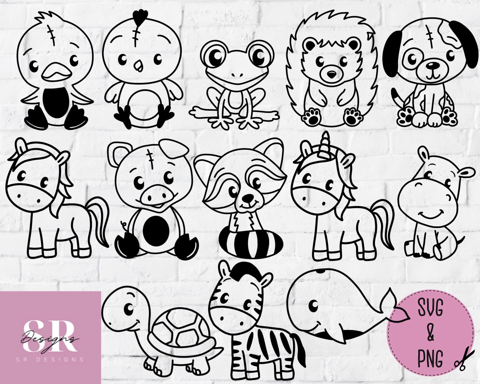 Cute Animal SVG/PNG Bundle. 13 Images. Vinyl Cutting. | Etsy