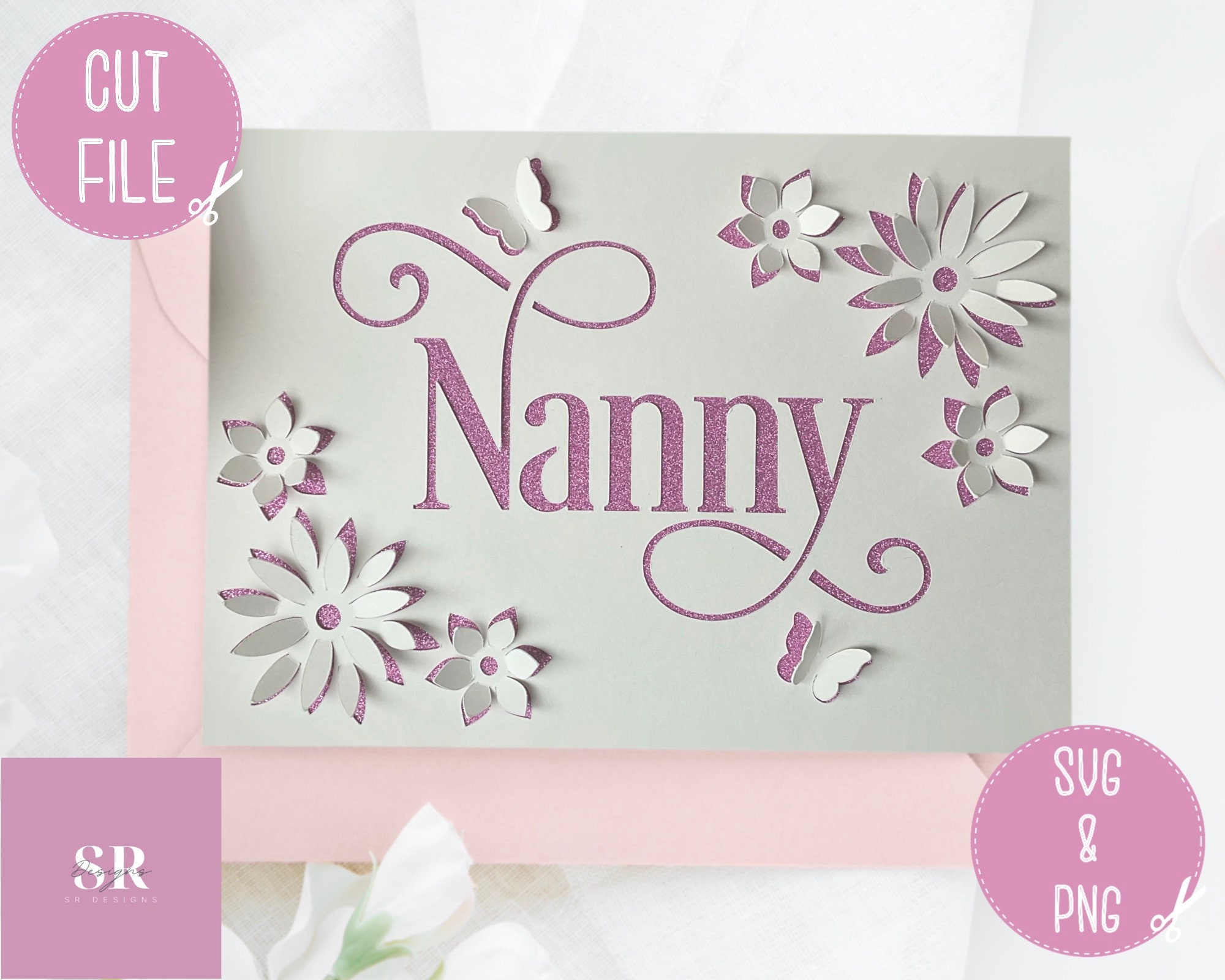 SVG: 3D/ pop up Nanny card. Happy birthday. Nanny card svg. | Etsy