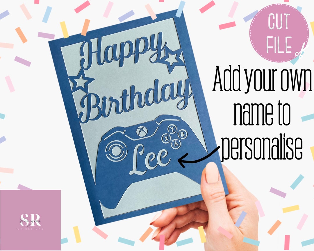 SVG: Boy’s Gamer Personalised Birthday Card. Boys Card. Happy Birthday ...
