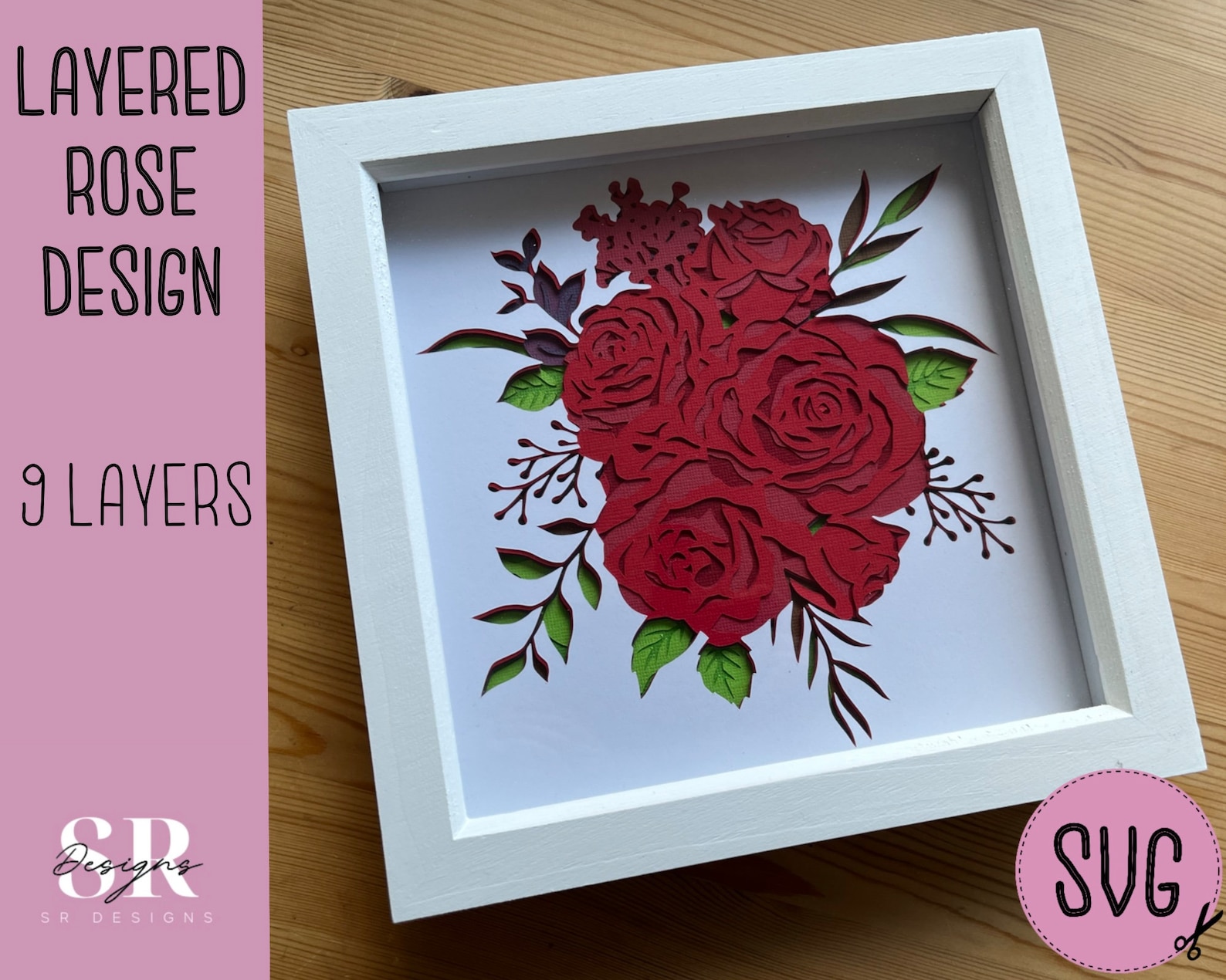 SVG: Layered Rose Shadow Box. Digital Download. Paper Cutting. - Etsy
