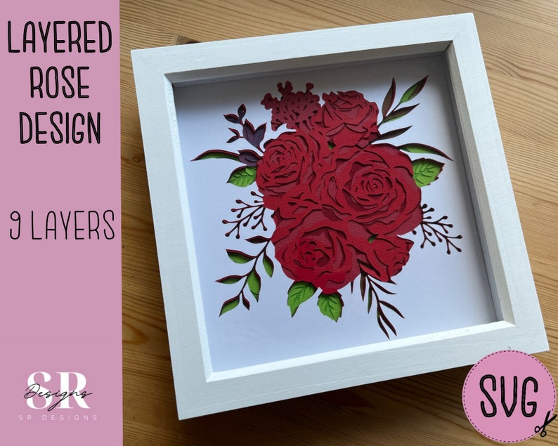 SVG: Layered Rose Shadow Box. Digital Download. Paper Cutting. - Etsy