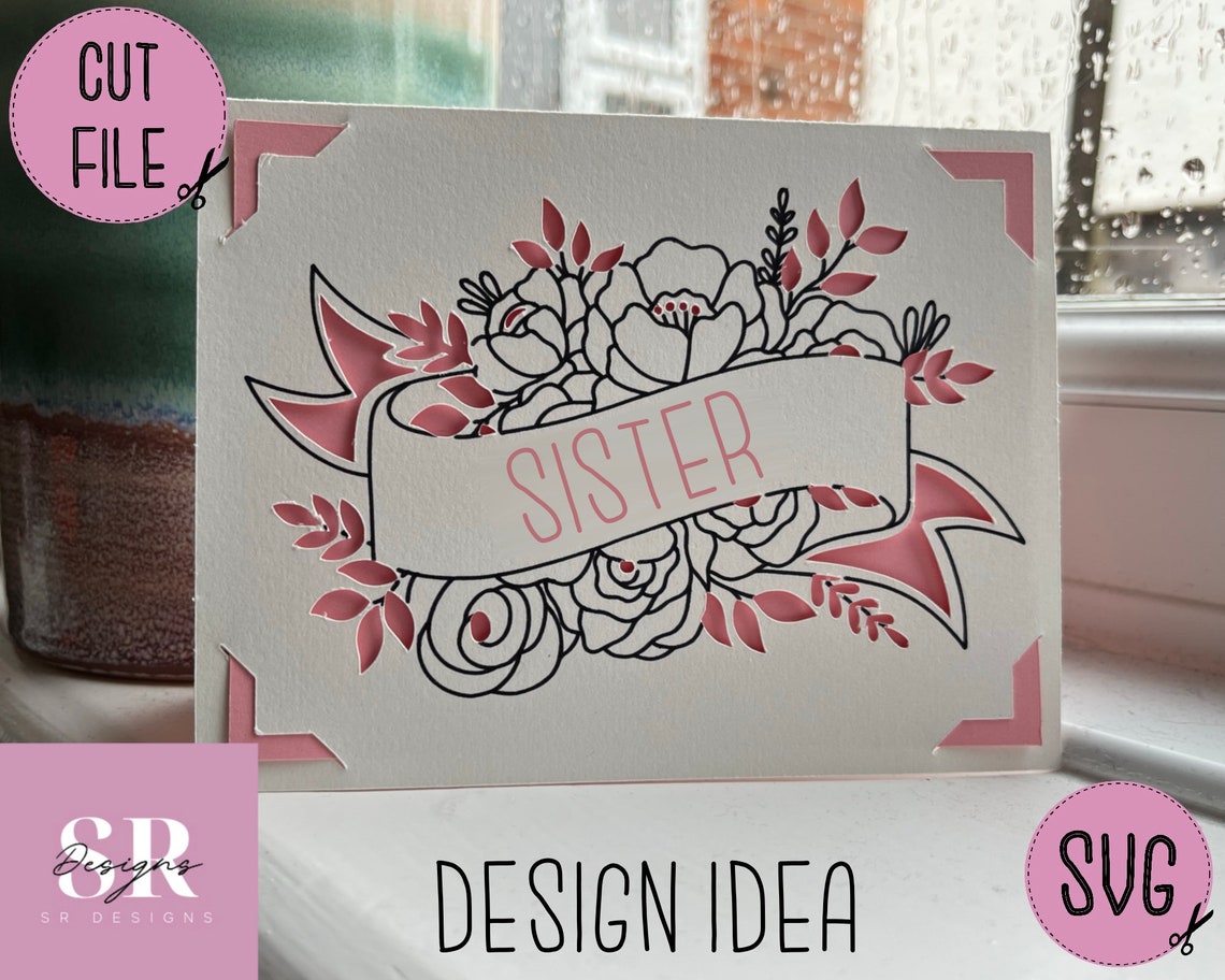SVG: Floral Card Blank Insert Card. Cricut Joy Friendly. Draw and Cut ...
