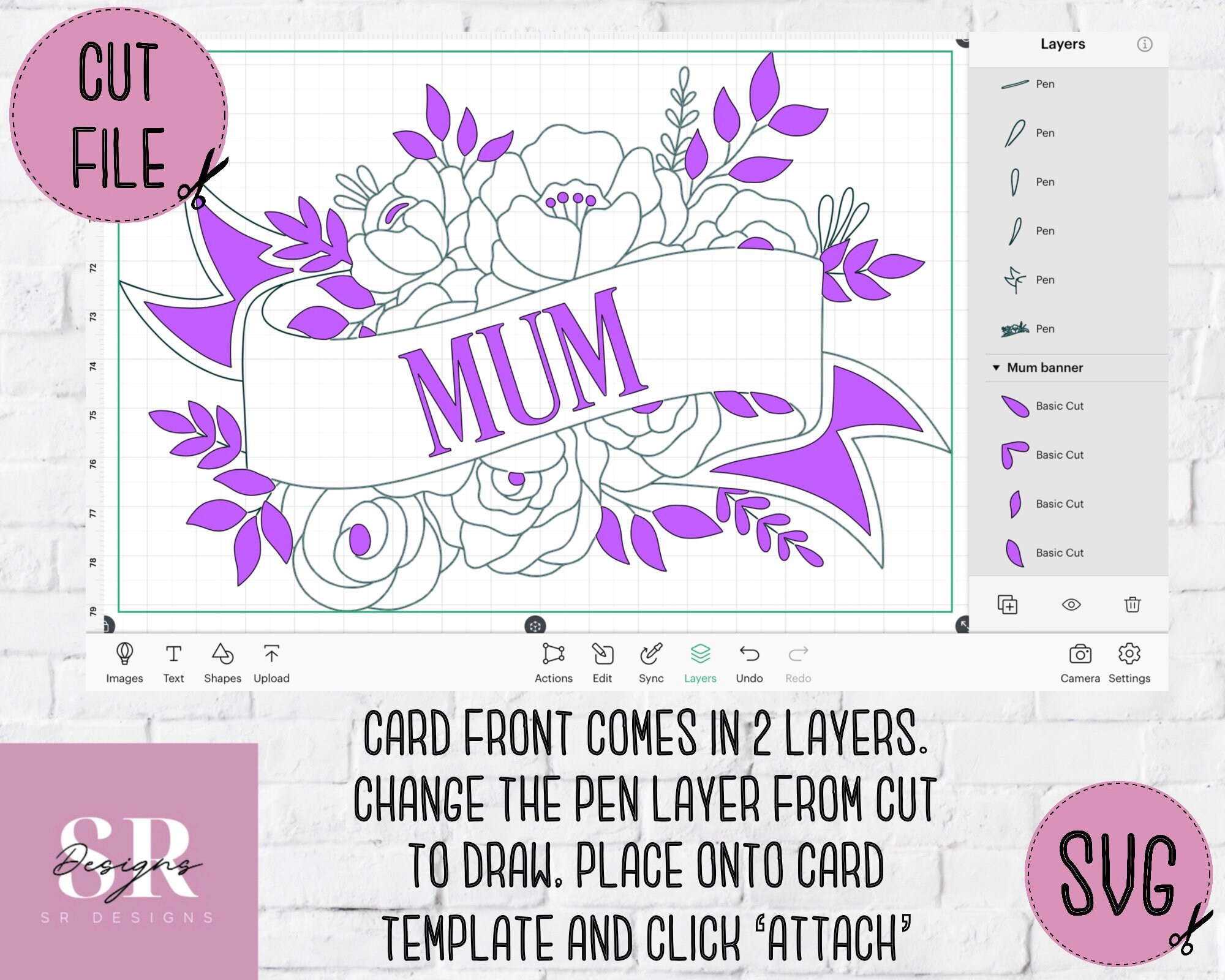 SVG: Mum Insert Card. Cricut Joy Friendly. Draw and Cut Card | Etsy