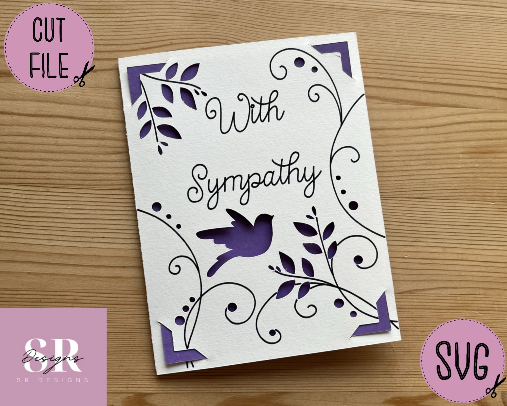 SVG: With Sympathy Insert Card. Cricut Joy Friendly. Draw and Cut Card ...