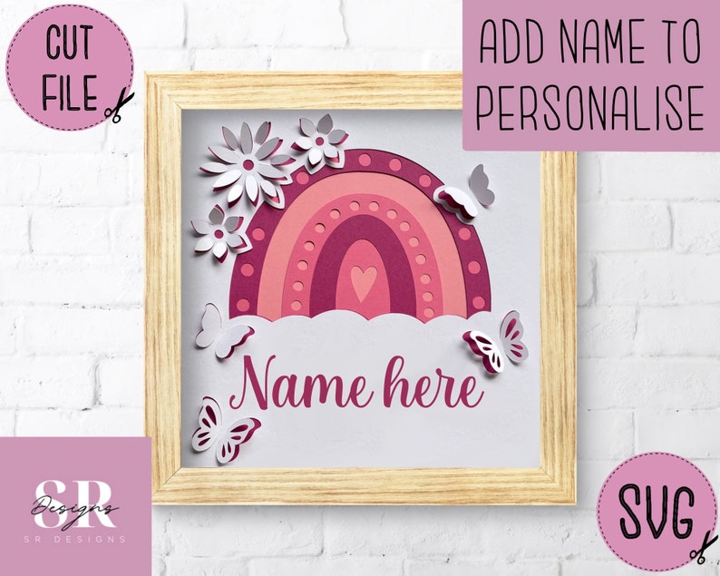 SVG: 3D Rainbow Shadow Box. Personalise. Digital Download. - Etsy