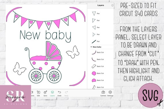 Tarjetas Cricut Para Regalar En Baby Shower SVG: New Baby Insert Card.