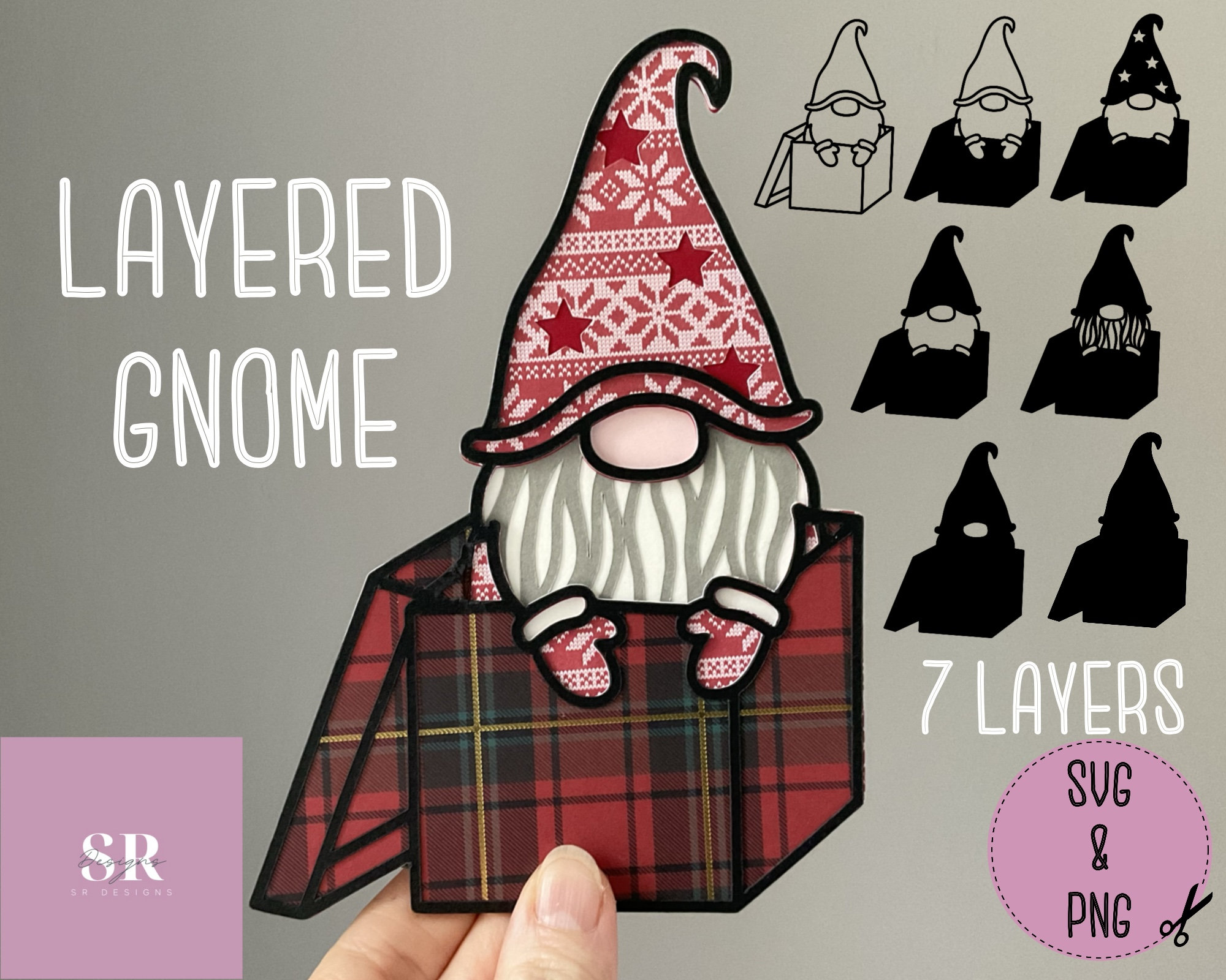 SVG: Layered Gnome Cut File. 3D Gonk Svg. Layered Gnome Svg. - Etsy