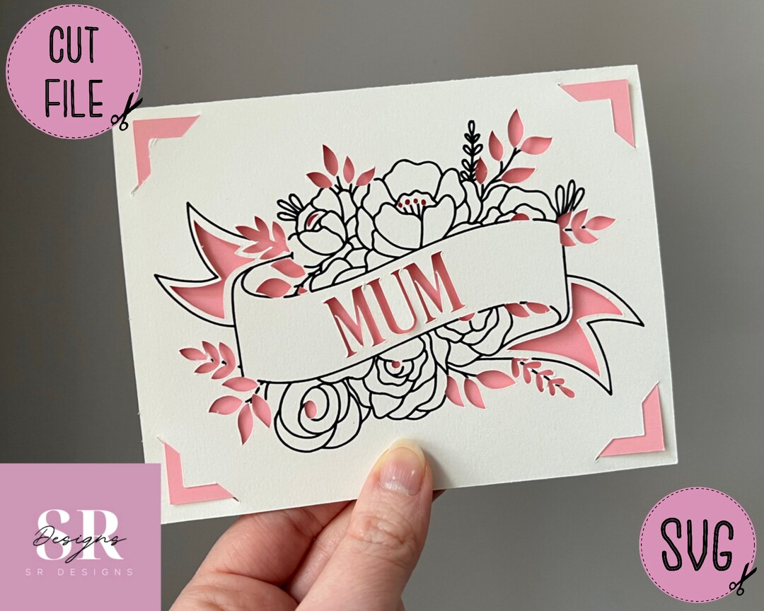 SVG: Mum Insert Card. Cricut Joy Friendly. Draw and Cut Card Design ...