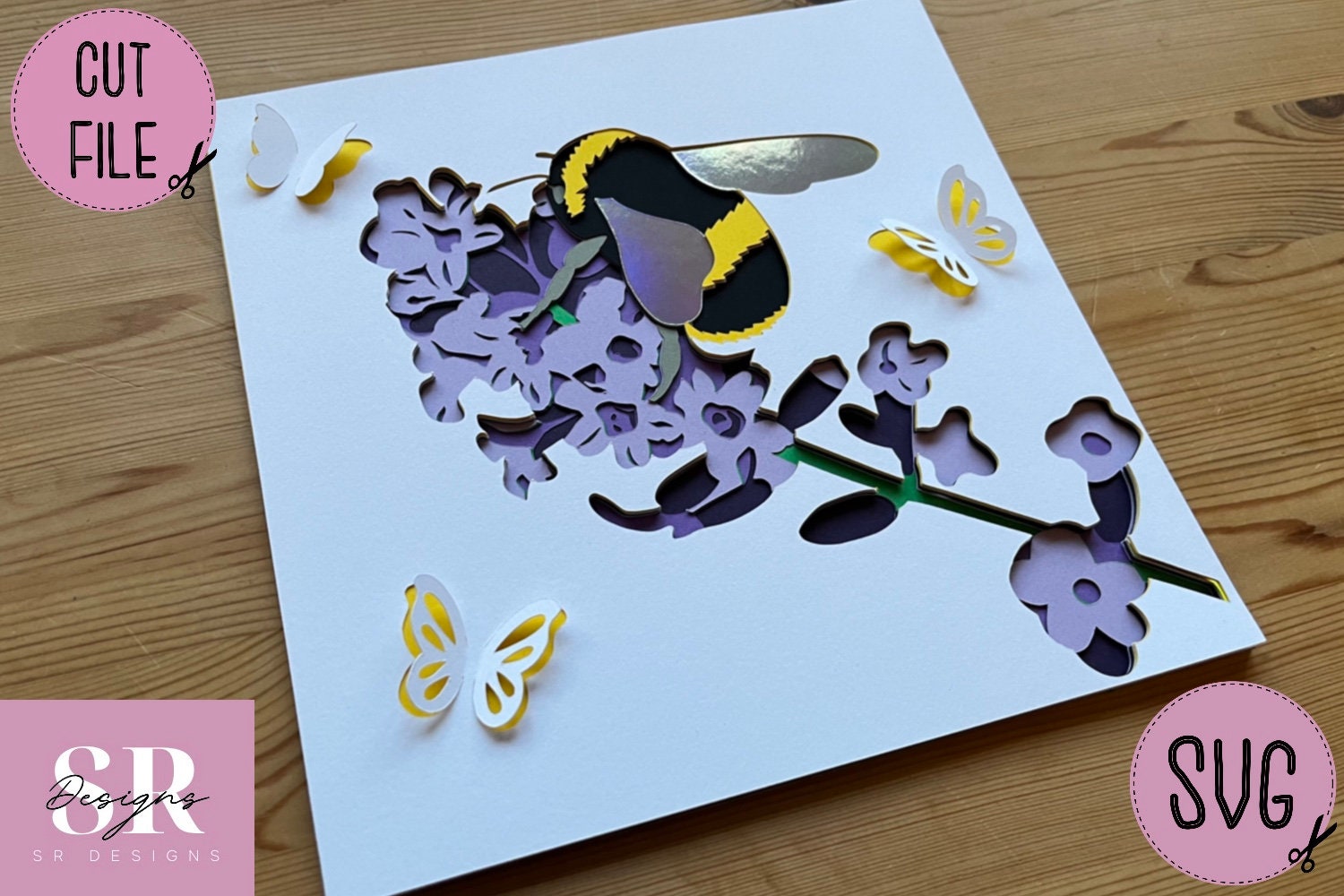 SVG: 3D Floral Bee Shadow Box Bundle. Digital Download. Paper Cutting ...