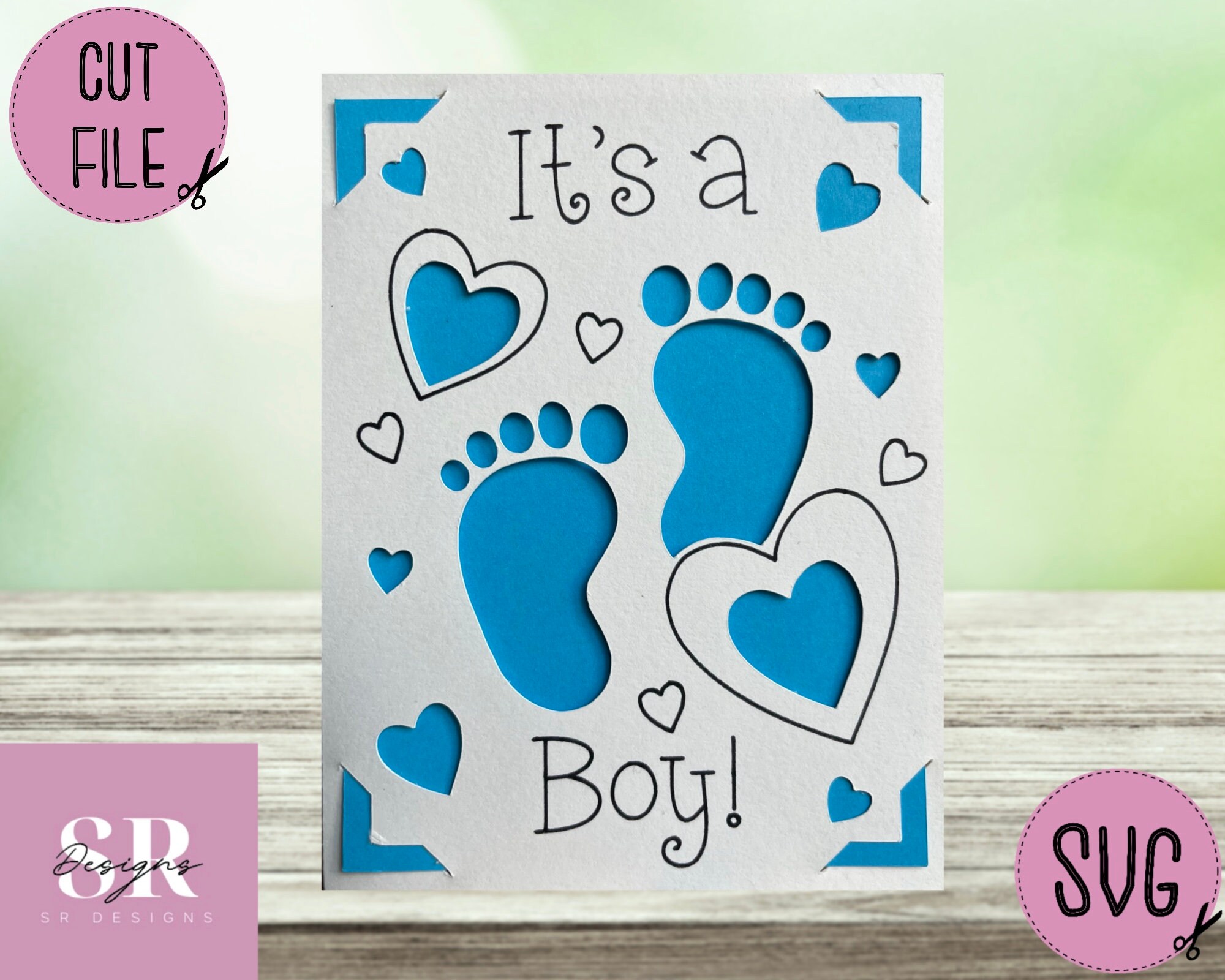 SVG: It’s a Boy Insert Card. Cricut Joy Friendly. Draw and Cut Card ...