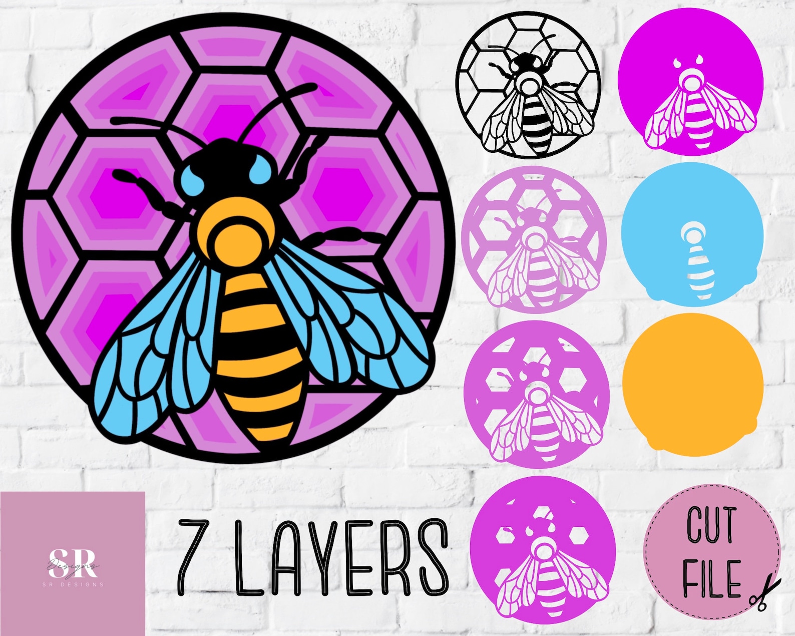 SVG: 3D Layered Bee. Digital Download. Paper Cutting. Card Making. Pop ...